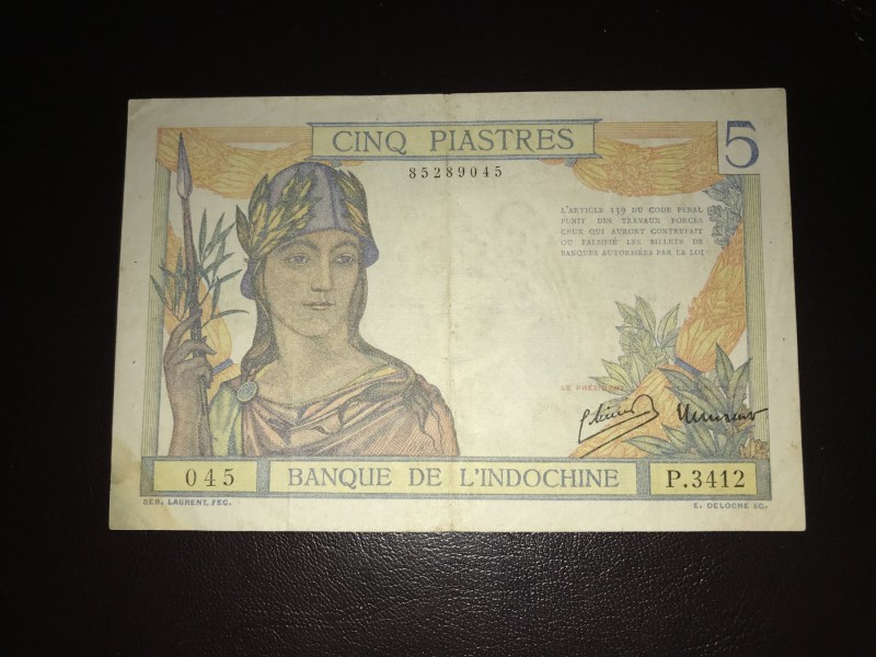 INDOKINA 5 PIASTRES.