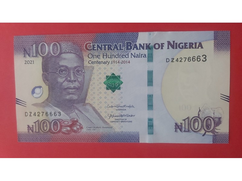 100 naira 2021 god Nigerija UNC