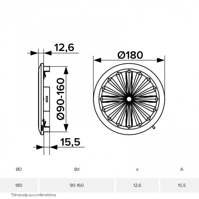 ERA ZALUZINA 10RKU (FI 90-160 MM)