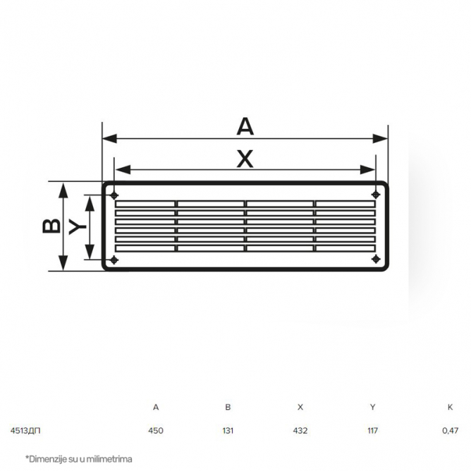 ERA ZALUZINA 4513DP BELA (450×131 MM)