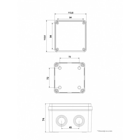 KUTIJA IP 65 MD9052 110X110X74 ABS