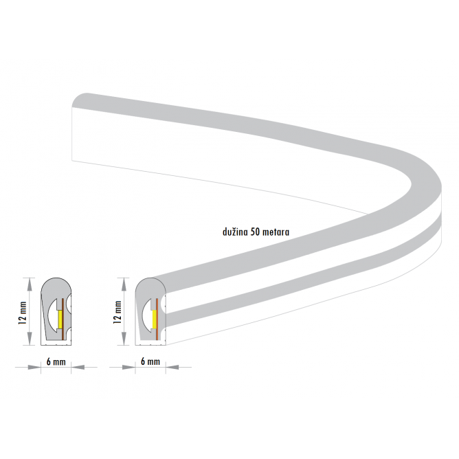 LED NEON FLEX KL-2835-120-W 24V IP65 (50MET,8.8W/MET,8MM)