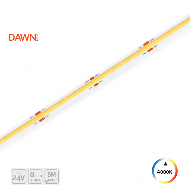 DAWN LED TRAKA HL COB NW 24V IP20 (5MET, 4.8W/M, 8MM)