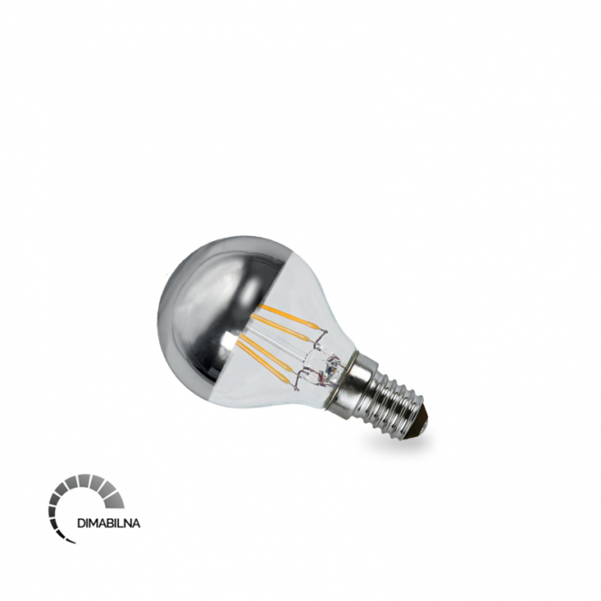 LED SIJALICA FILAMENT DIM G45 4W E14 2700K 470LM TOP SILVER