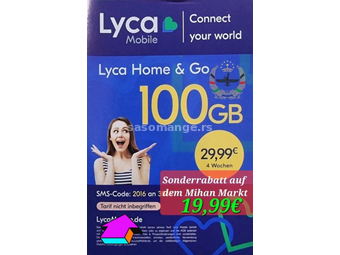 120 GB Registrovana Nemačka Lycamobile SIM kartica - internet za EU TikTok Društvene, Eu putovanja