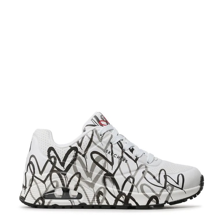 ŽENSKE PATIKE SKECHERS UNO - SPREAD THE LOVE WHITE/BLACK