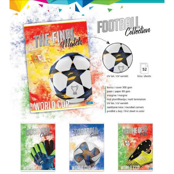 Sveska A4 Football Collection meki povez sitan karo 52l