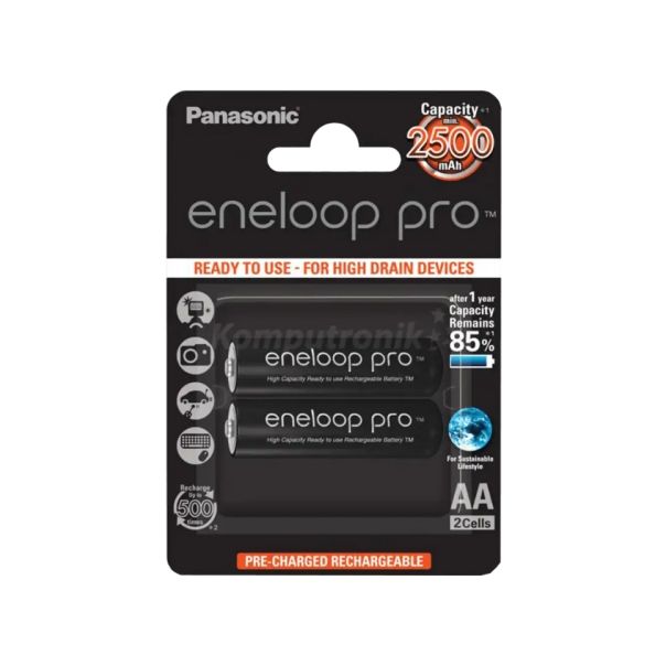 PANASONIC Baterija Eneloop pro AA punjive (BK-3HCDE/2BE) 2 kom.