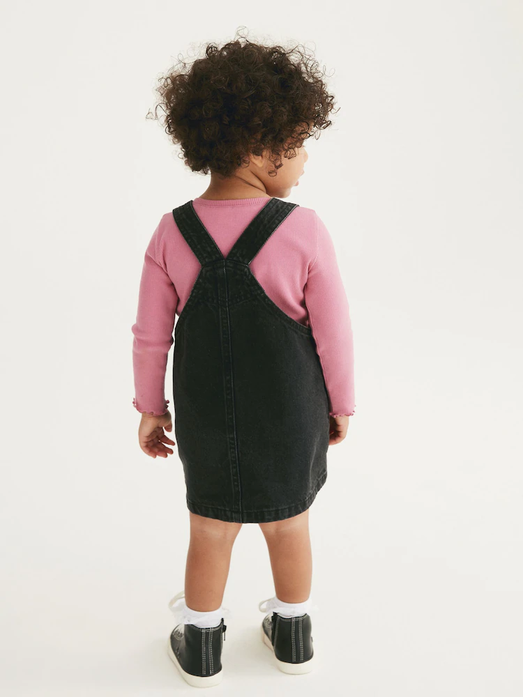 Black 100% Cotton Denim Pinafore Dress (3mths-7yrs)