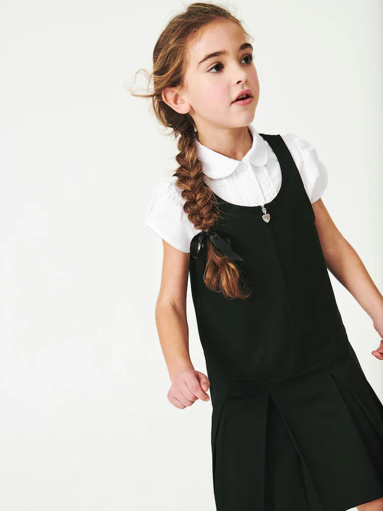 Black Regular Fit Zip Front School Pinafore (3-14yrs)