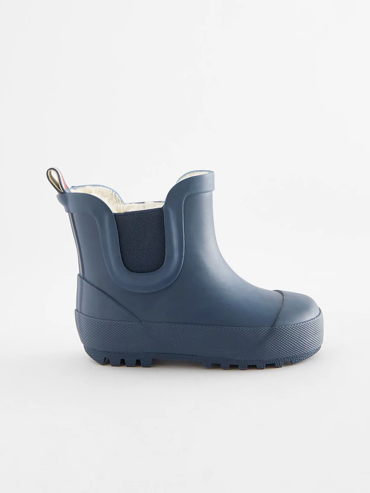 Navy Warm Lined Ankle Wellies