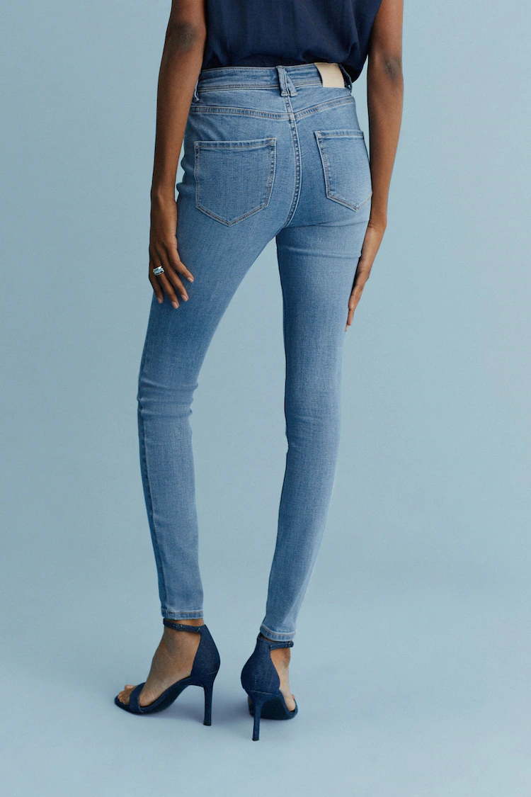 Mid Blue Power Stretch Denim Leggings