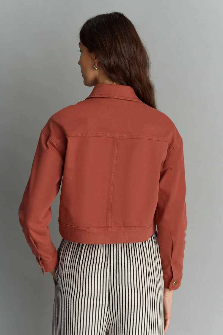 Terracotta Red Cotton Utility Jacket