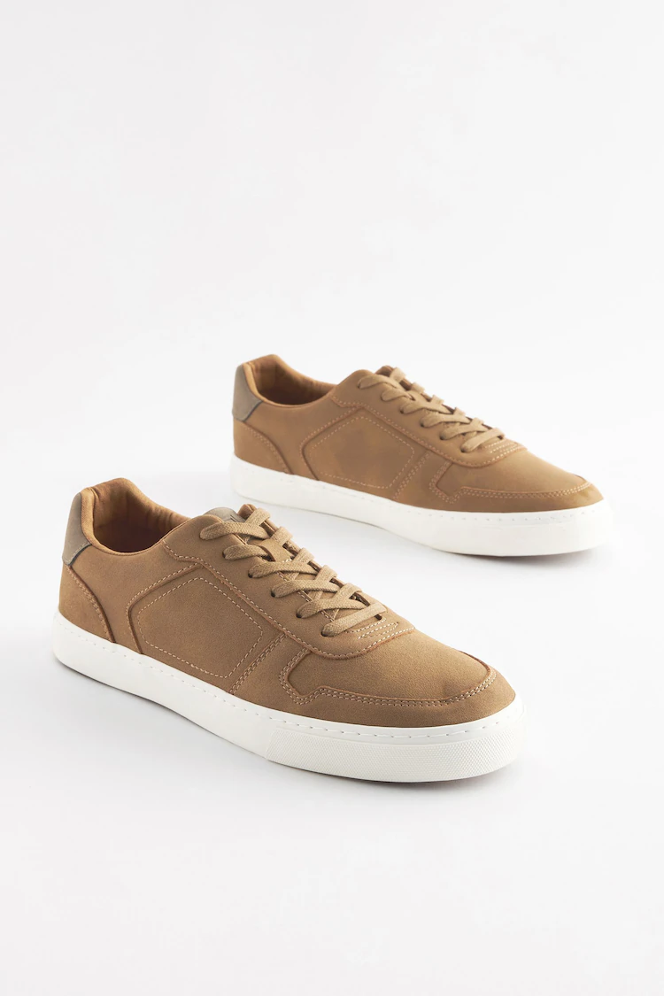 Tan Brown Lace Up Low Trainers