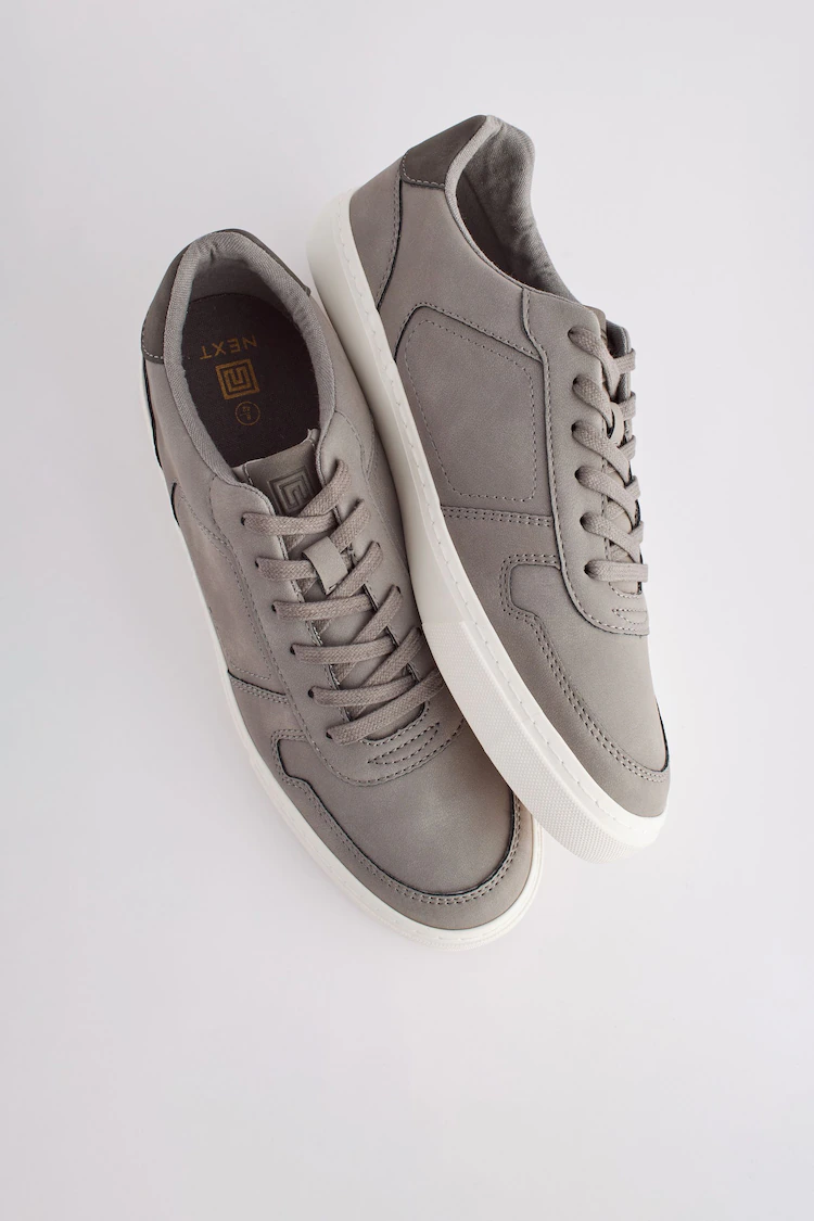 Grey Lace Up Low Trainers