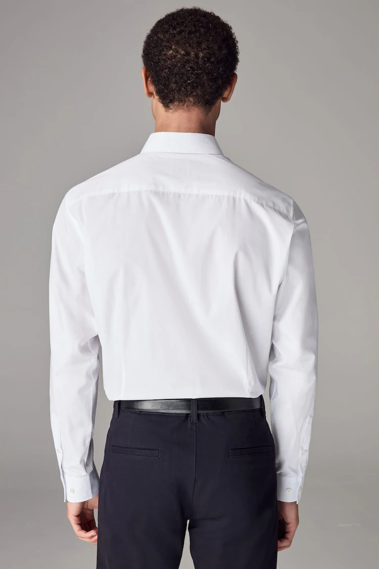 White Slim Fit Easy Care Single Cuff Shirt