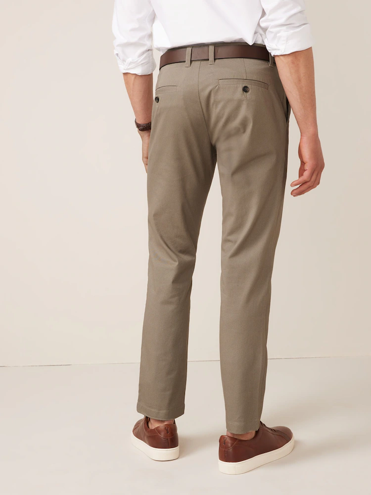 Stone Slim Fit Printed Belted Soft Touch Chino Trousers