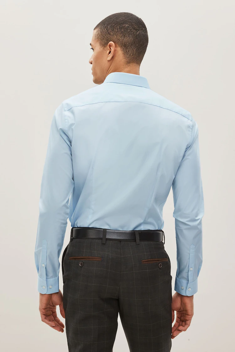 Light Blue Skinny Fit Easy Care Single Cuff Shirt