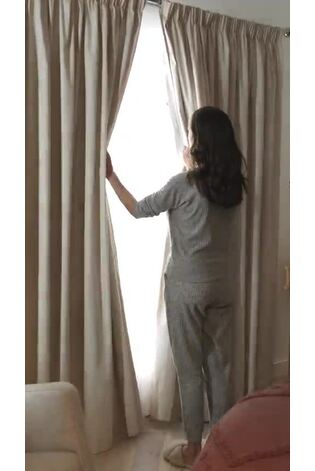 Natural Dark Cotton Blackout/Thermal Eyelet Curtains