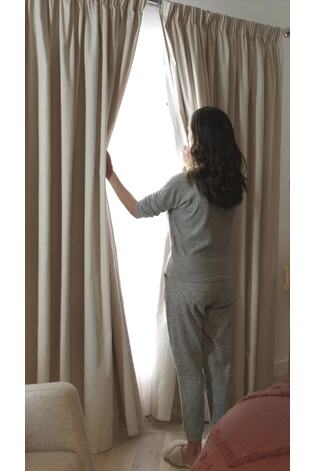 Natural Light Cotton Blackout/Thermal Pencil Pleat Curtains