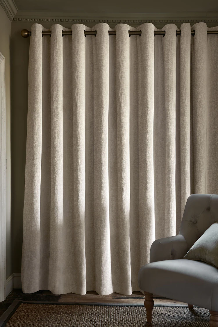 Natural Heavyweight Chenille Eyelet Blackout/Thermal Curtains