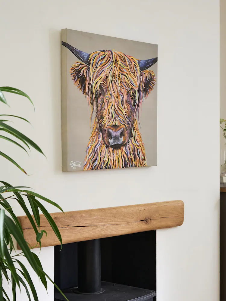 Natural Artist Collection Harry The Highland Cow by Emily Howard Medium Canvas Wall Art