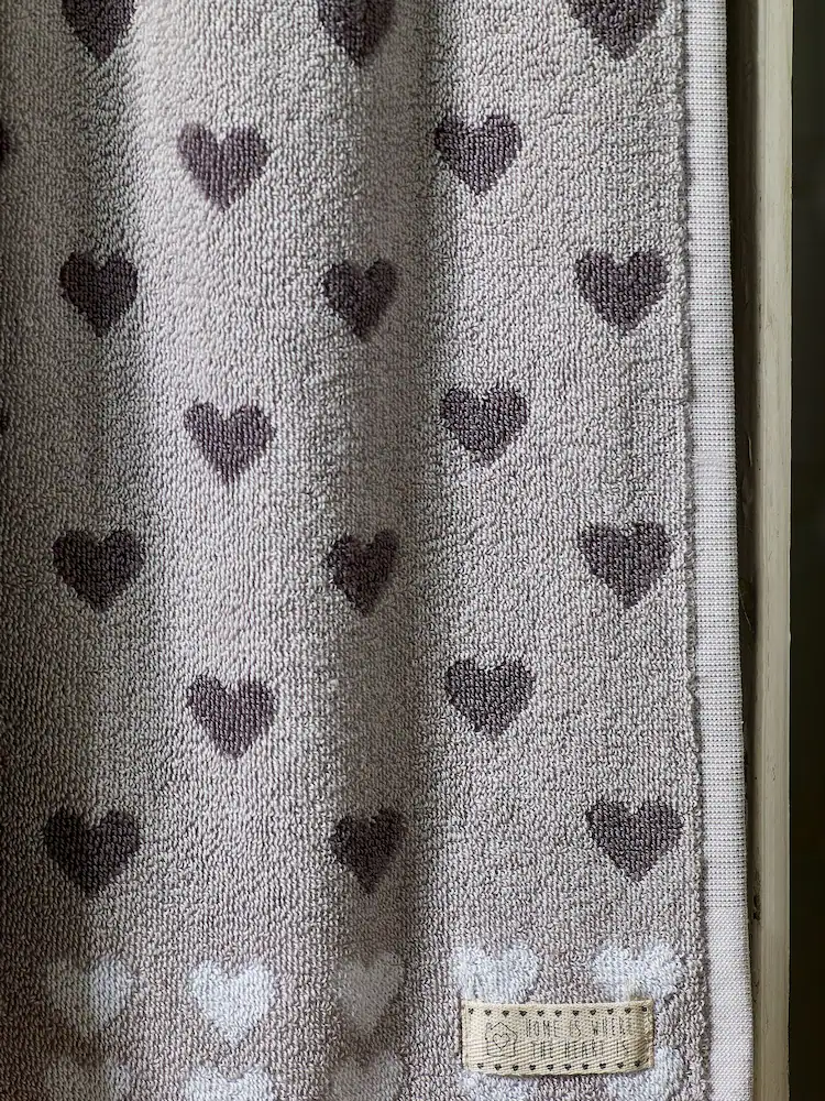 Grey Hearts 100% Cotton Towel