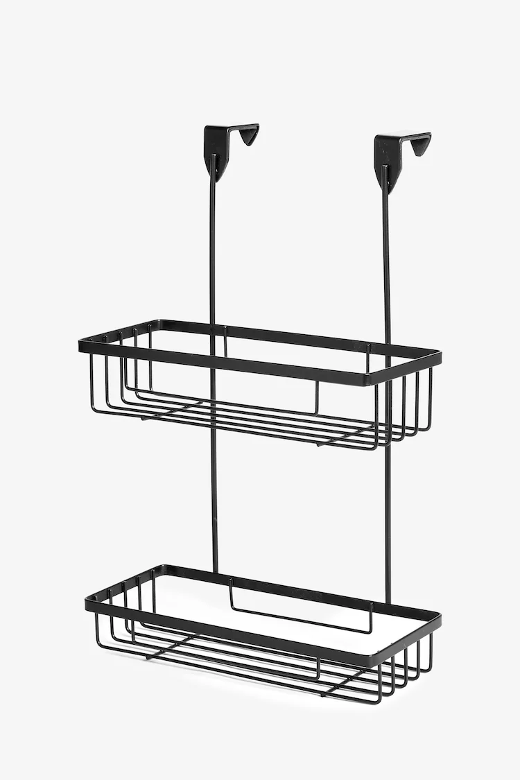 Black Over Door Two Tier Shower Caddy