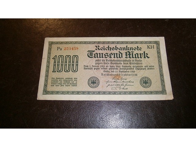 GERMANY 1000 MARK 1922 ( - 3 - )