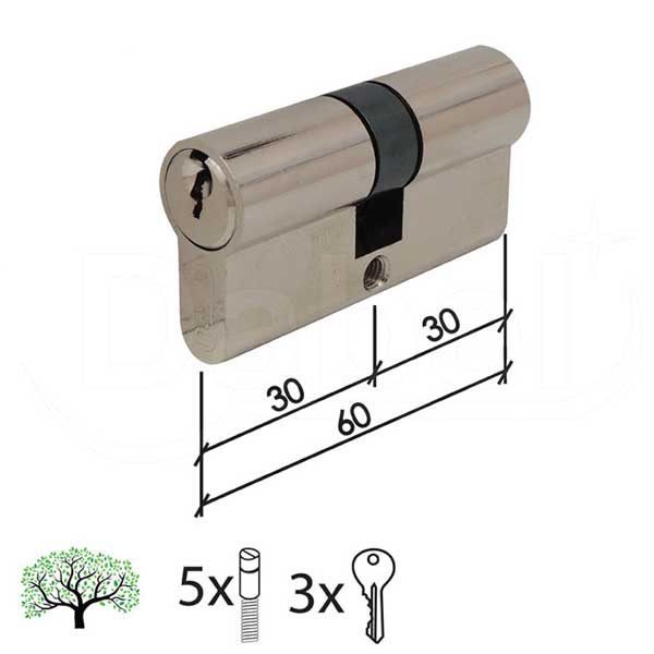 Cilindar za vrata CL2200 NIKL 60 mm(30-30) 3K Q (0106463)