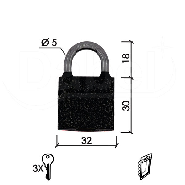 Katanac KA2050 crna 32X30/18/FI5 mm 3K DBP1 (0106458)