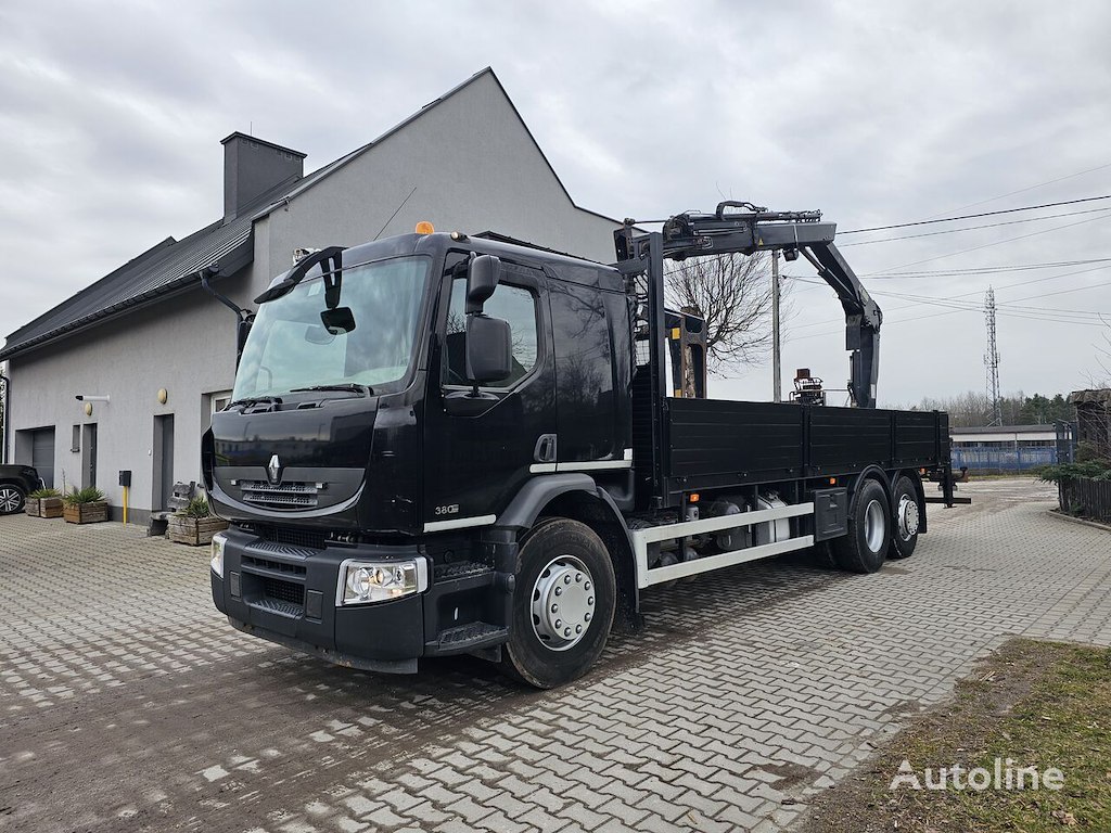 Renault Premium 380DXI EEV / CRANE HIAB 122B-2 DUO / 2013 kamion s ravnom platformom