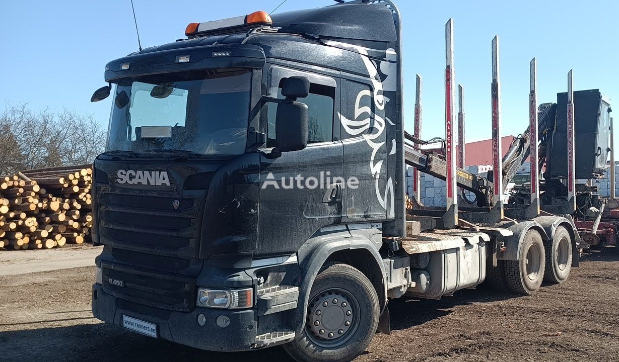 Scania R450 6x4 timber + crane kamion za prevoz drva