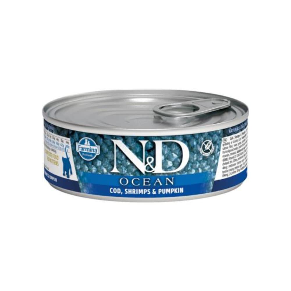 N&D Can Cat Ocean Kitten Codfish & Shrimps & Pumpkin 80g Hrana za mačke