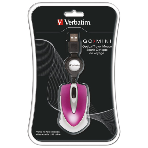 Miš usb 3tipke optički Go Mini travel Verbatim 49021 roze blister
