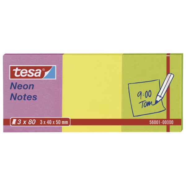 Blok samolepljiv 40x50mm 3x80L Neon Notes Tesa 56001