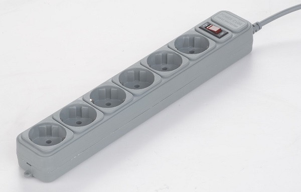 Surge Protection Power strip, 6 sockets, 3m, 16A Automatic Circuit Breaker, Power Switch, Grey ( SPG6-B-10C )