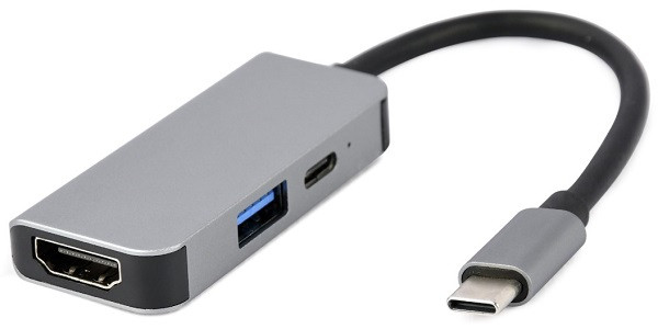 USB Type-C 3-in-1 multi-port adapter (USB port + HDMI + PD), silver ( A-CM-COMBO3-02 )