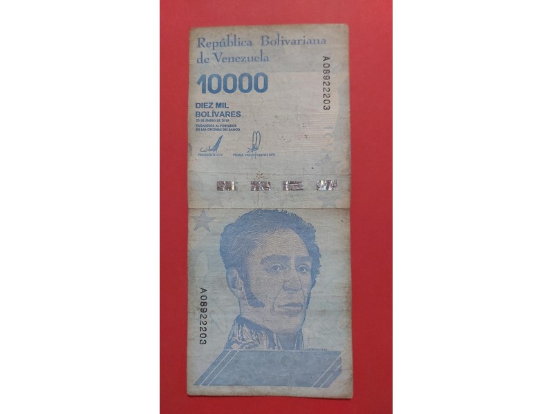 10.000 bolivares 2019 god Venecuela