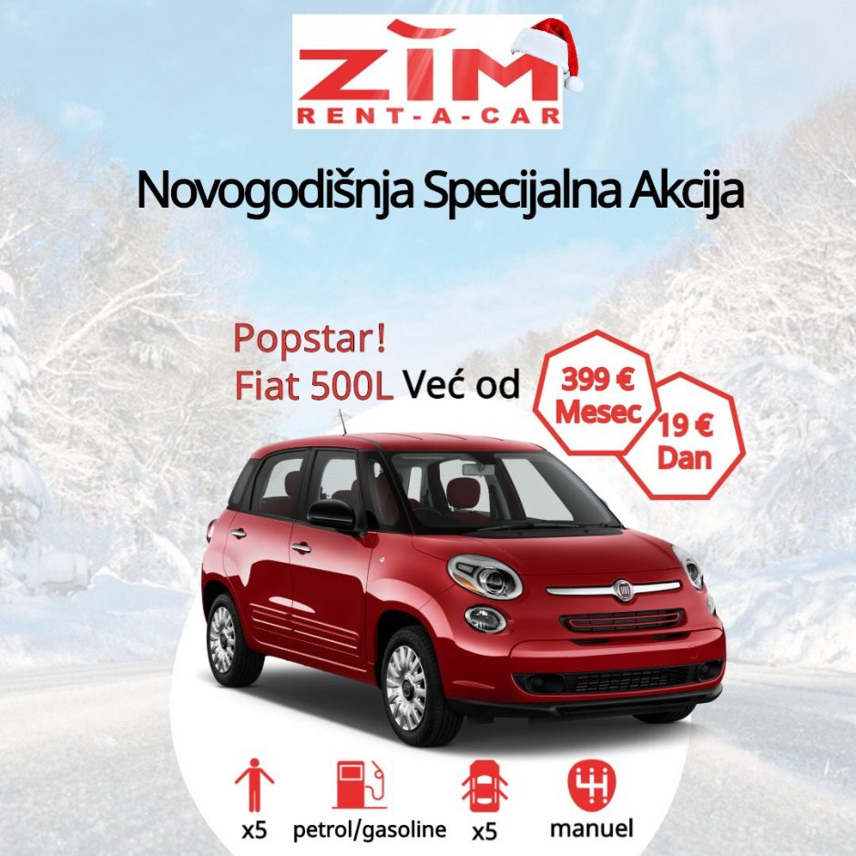 Novogodišnja ponuda : Fabia / Corsa 17.00€, Fiat 500L 19.00€, Astra / Tipo 20.00€….