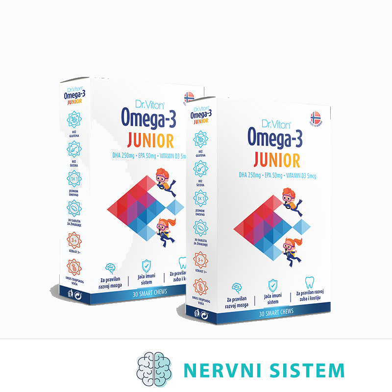 Dr. Viton Omega – 3 junior 1+1, 30 + 30 tableta za žvakanje