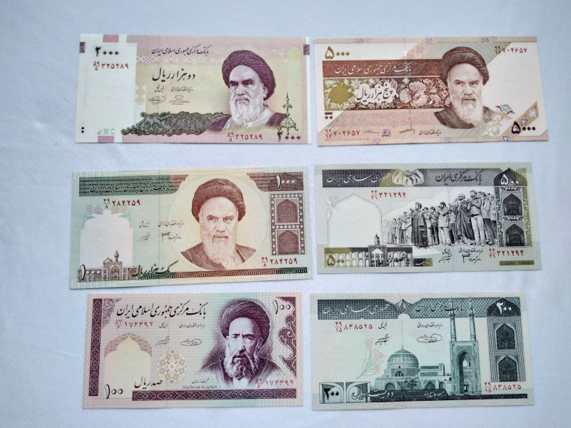 Iran lot od 6 različitih novčanica,UNC