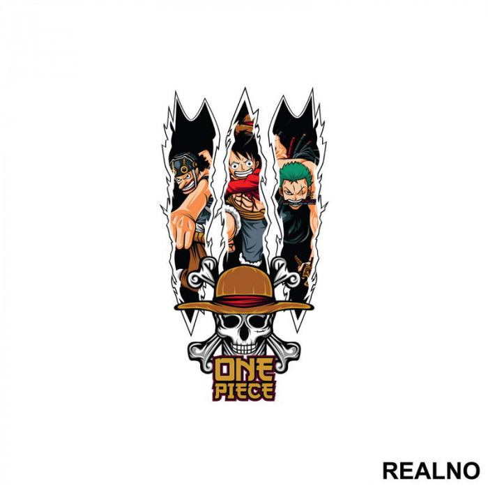 LUFFY, ZORO AND USOP - ONE PIECE - NALEPNICA