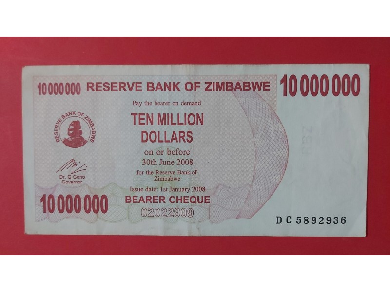 10.000.000 dollars 2008 god Zimbabwe