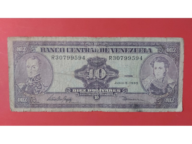 10 bolivares 1995 god Venecuela