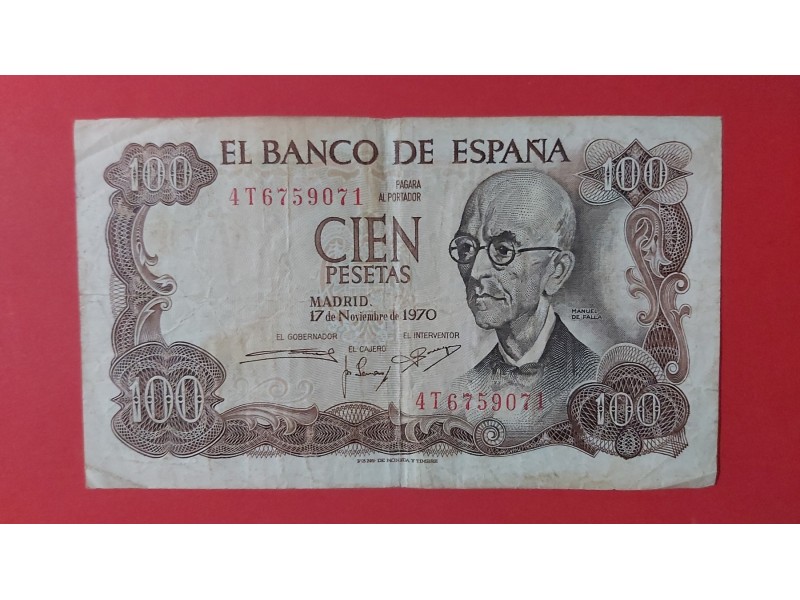 100 peseta 1970 god Španija