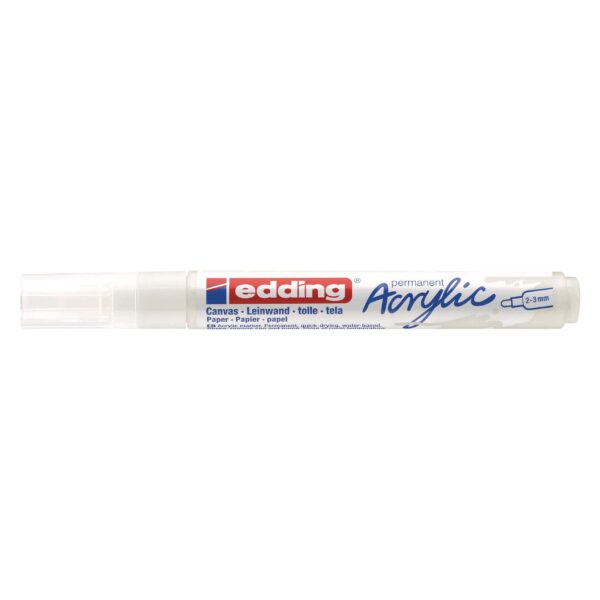 Akrilni marker E-5100 medium 2-3mm obli vrh bela Edding