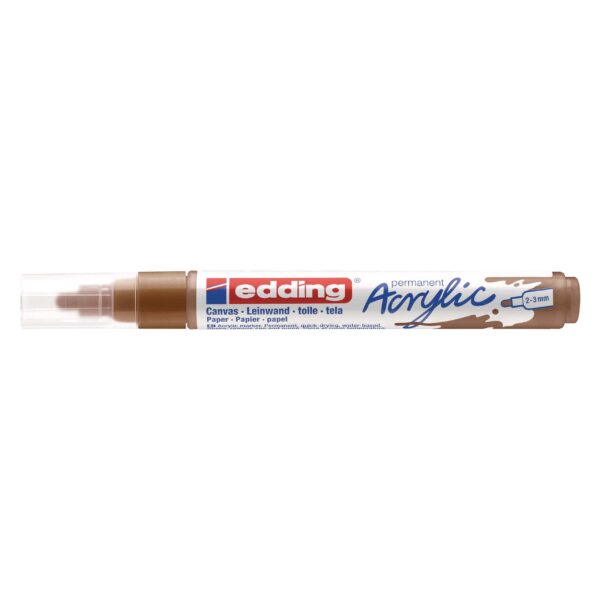 Akrilni marker E-5100 medium 2-3mm obli vrh braon Edding
