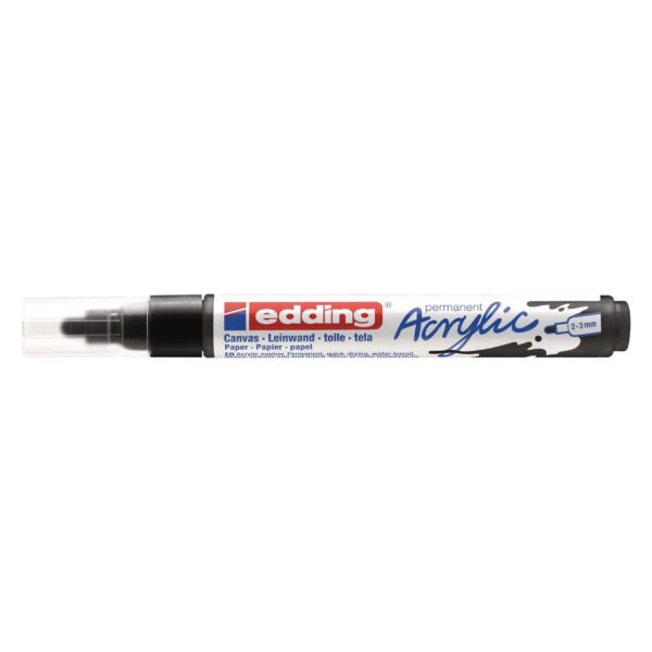 Akrilni marker E-5100 medium 2-3mm obli vrh crna Edding