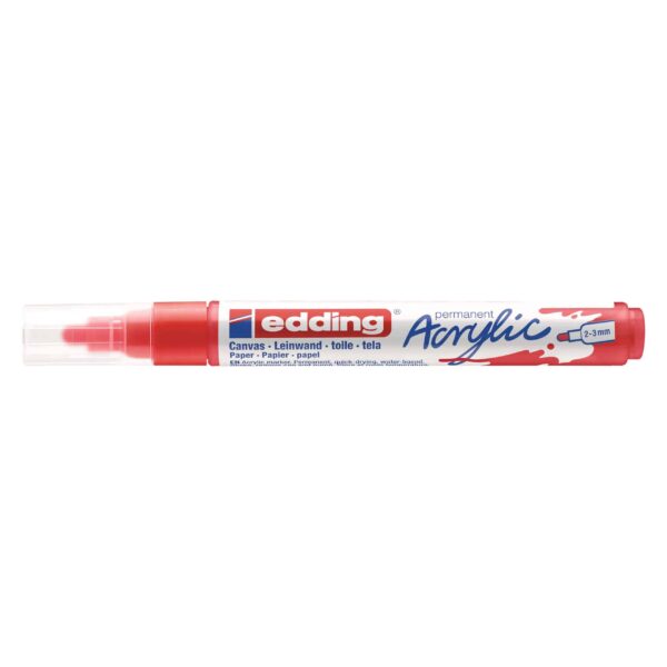 Akrilni marker E-5100 medium 2-3mm obli vrh crvena Edding